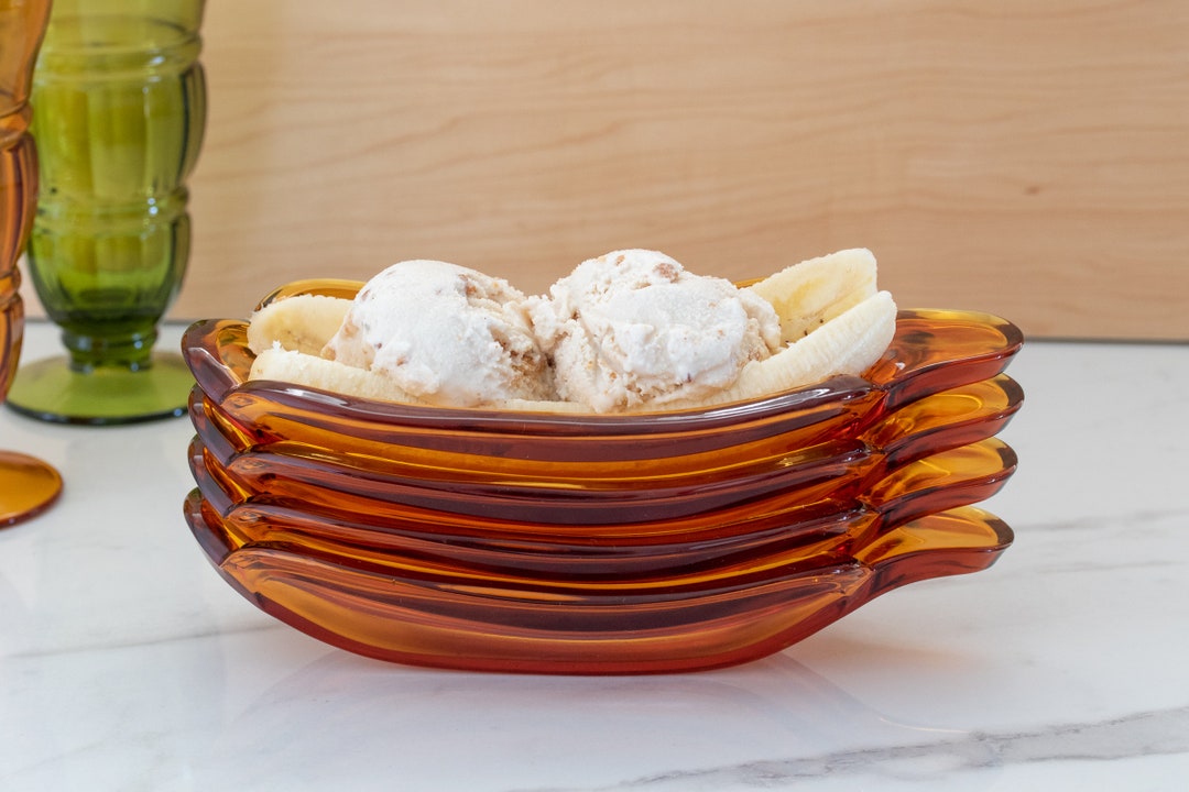 Indian Amber Glass Banana Split Sundae Boats - Etsy