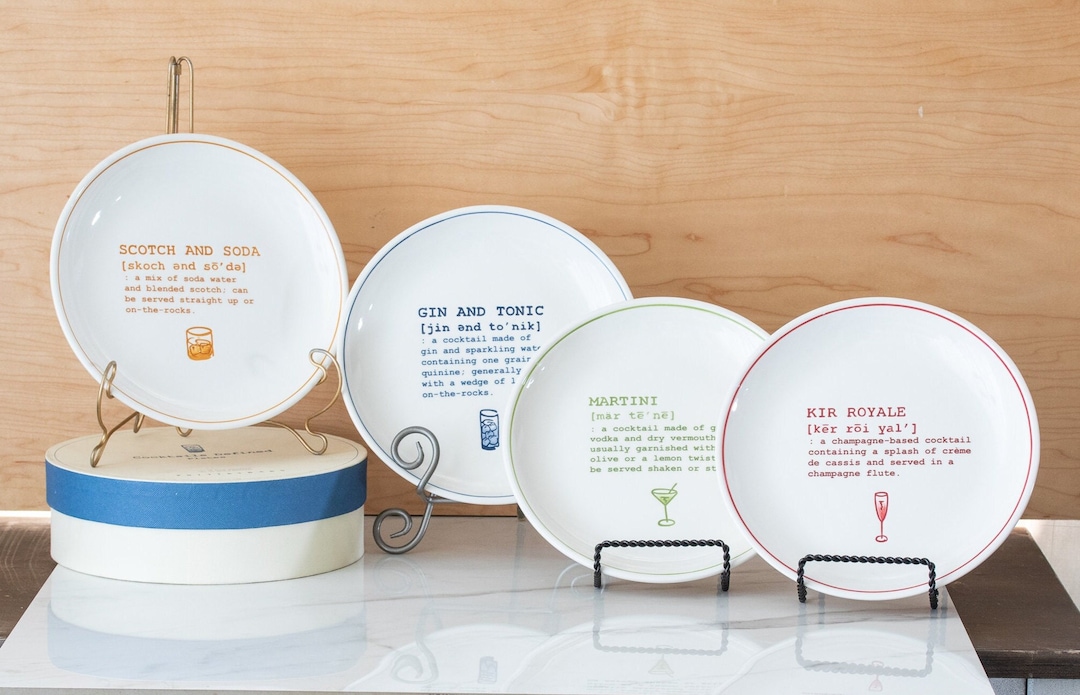 Vintage Pottery Barn Cocktail "cocktails Defined" Plates Set of 4 - Etsy
