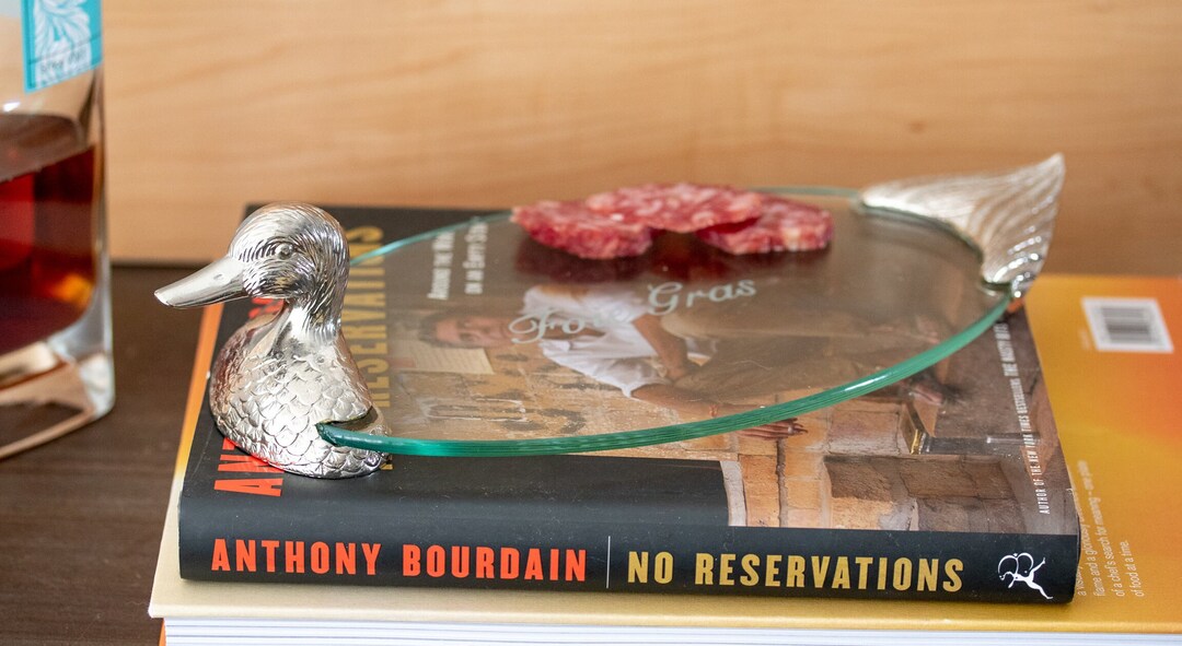 Silea French Glass and Silver Metal Duck Foie Gras Tray Platter - Etsy