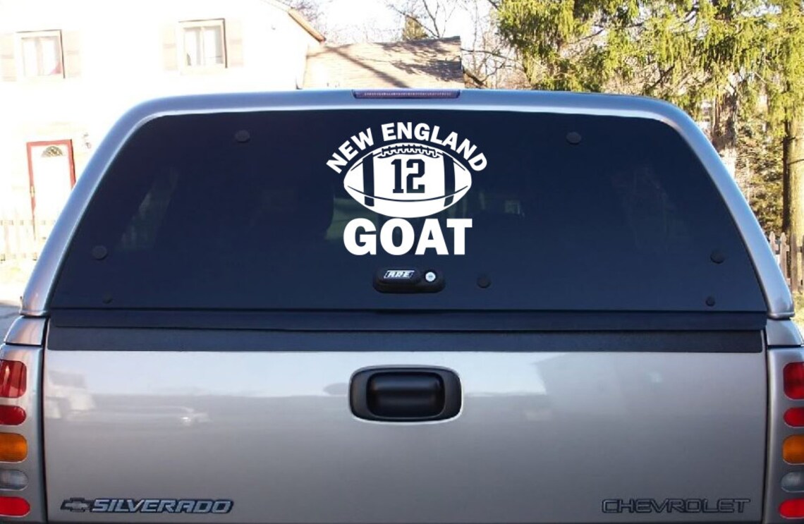 New England 12 GOAT With Football Vinyl Decal Vehicle or Wall Art - Etsy