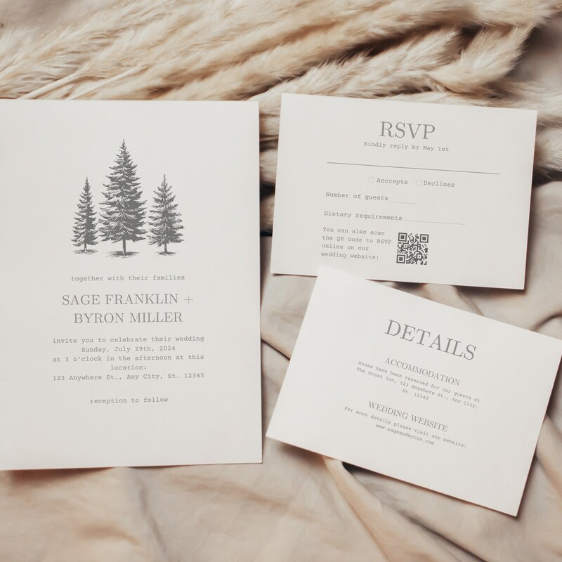 Pine Tree Invitation - Etsy