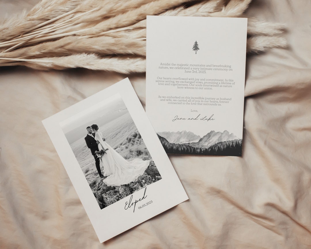 We Eloped Announcement, Elopement Wedding Template, Elopement Photo ...
