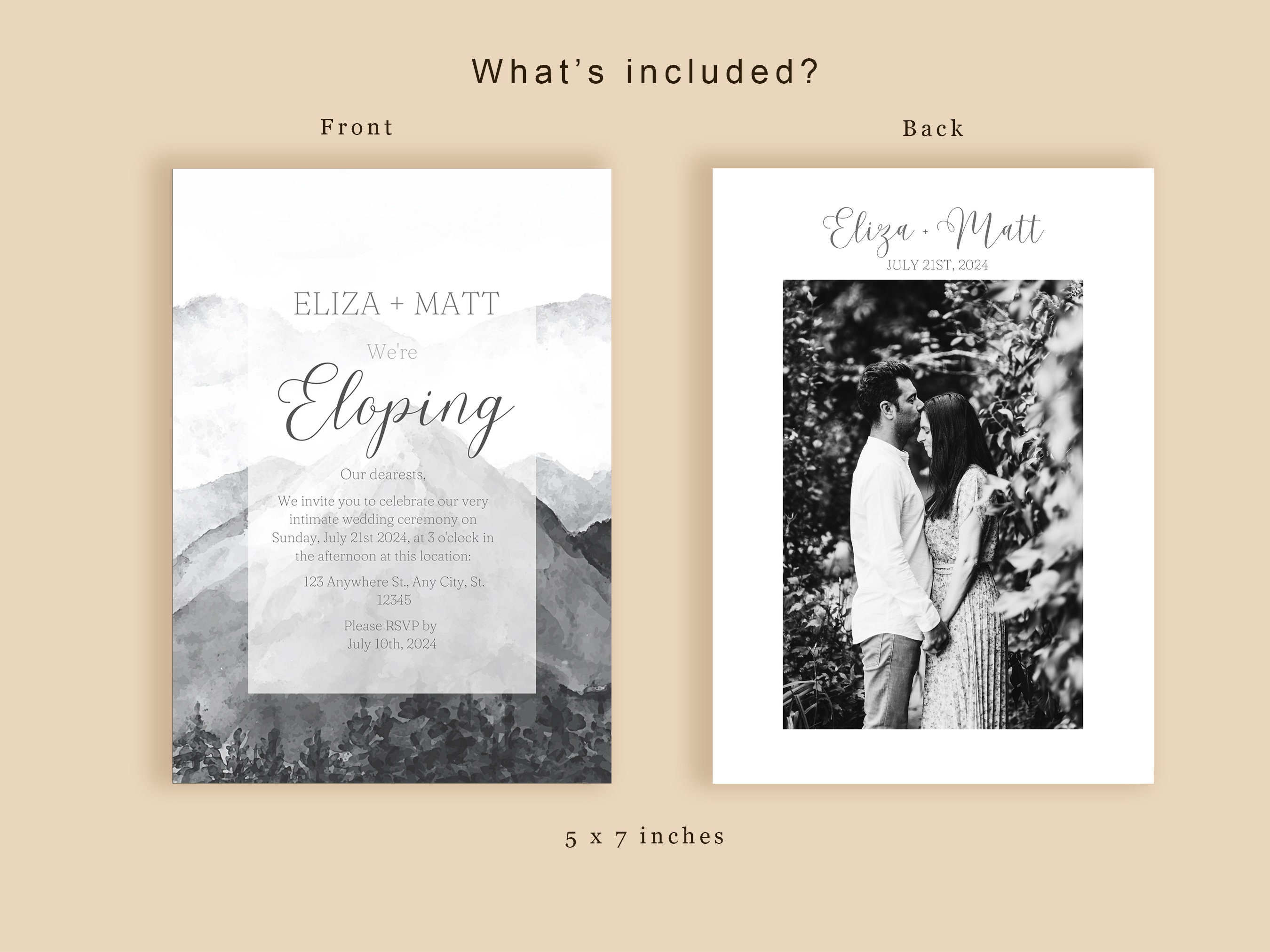 Elopement Wedding Invitation Template, Eloping Invitation, Photo ...
