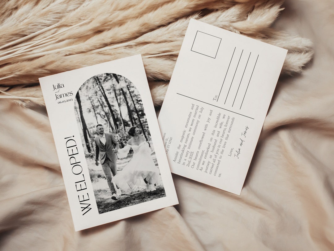 We Eloped Announcement, Elopement Wedding Template, Elopement Photo ...