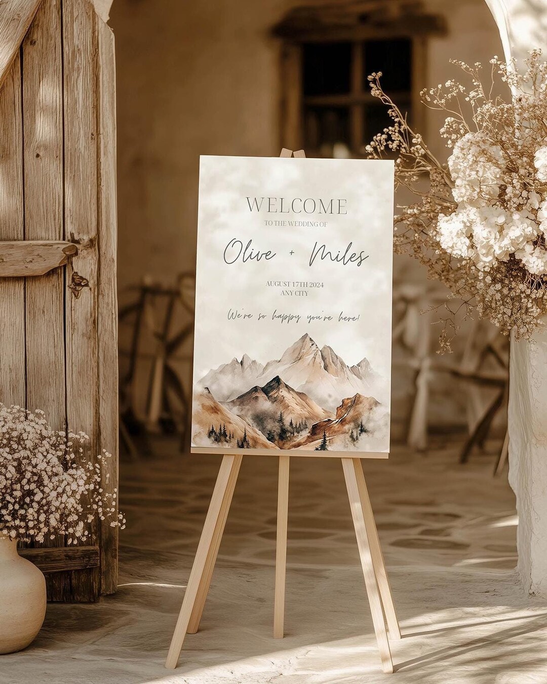 Mountain Wedding Welcoming Sign Template, Editable Mountain Welcome ...