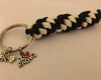 LOVE Racing Checkered Flag Keychain Racing Jewelry by | Etsy