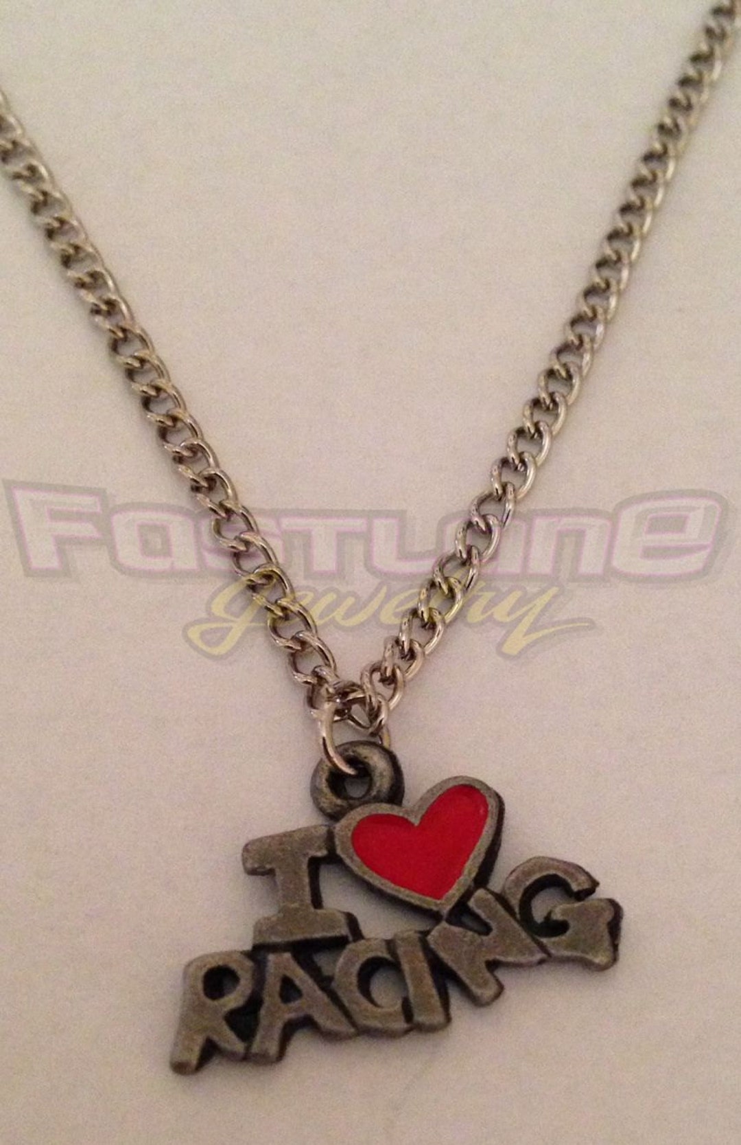 I Love Racing Charm Necklace- Racing Jewelry by Fastlane Jewelry - Etsy