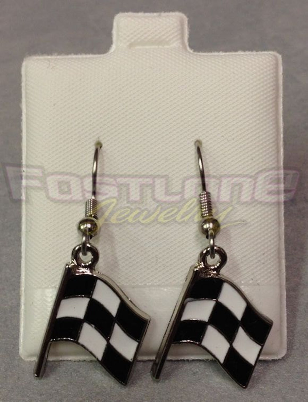 Checkered Flag Charm Dangle Earrings Racing Jewelry by Fastlane Jewelry ...