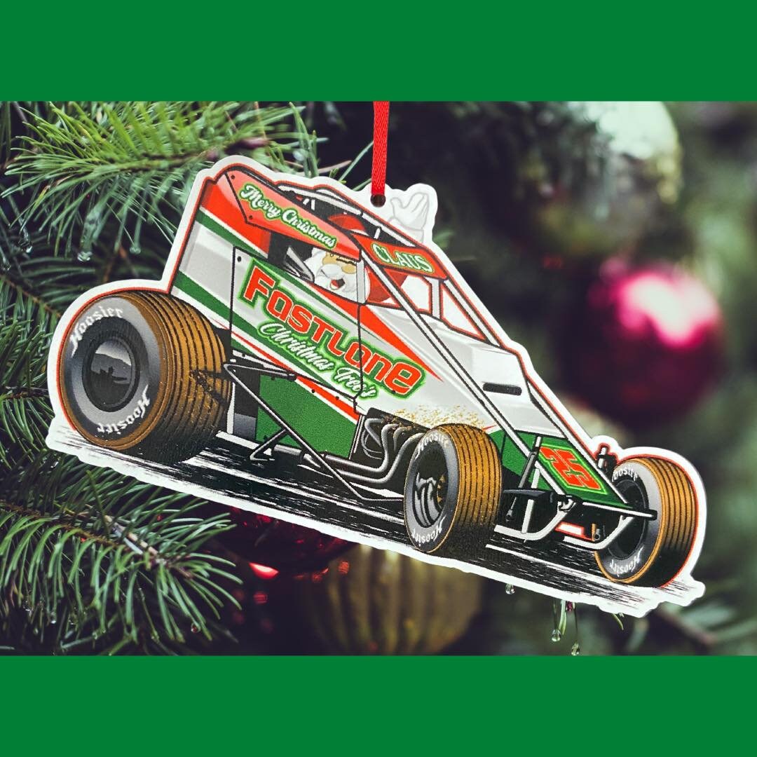Wingless Sprint Car Christmas Aluminum Ornament Decor- Santa in a ...