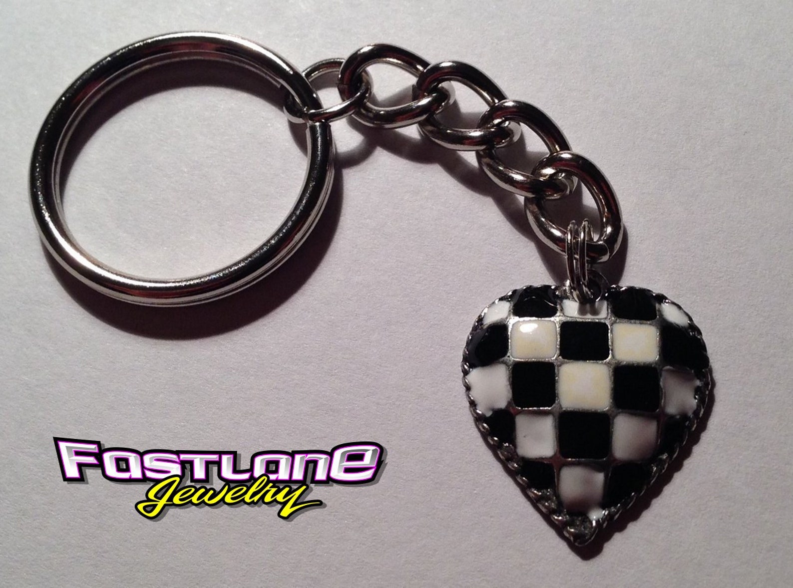 Checkered Flag Heart Charm Keychain Racing Jewelry by | Etsy