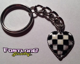 LOVE Racing Checkered Flag Keychain Racing Jewelry by | Etsy