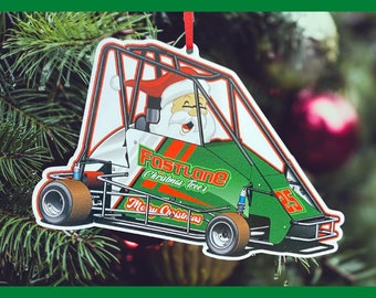 Late Model Christmas Aluminum Ornament Decor- Santa in a Racecar ...