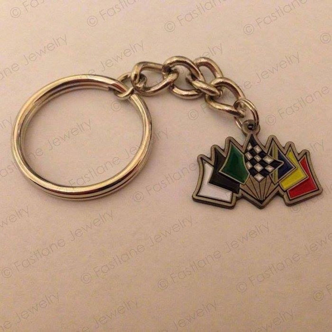 Seven Flags of Racing Keychain silver-toned Racing Jewelry - Etsy