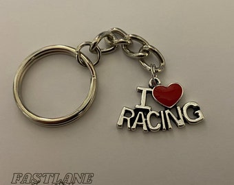 LOVE Racing Checkered Flag Keychain Racing Jewelry by | Etsy