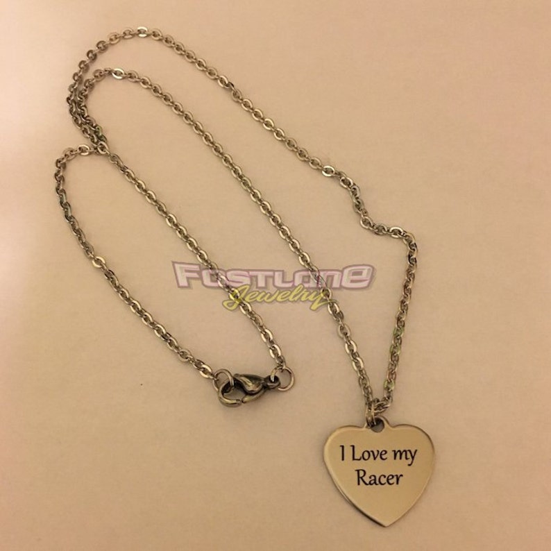 The i Love My Racer Heart Charm Necklace Racing - Etsy