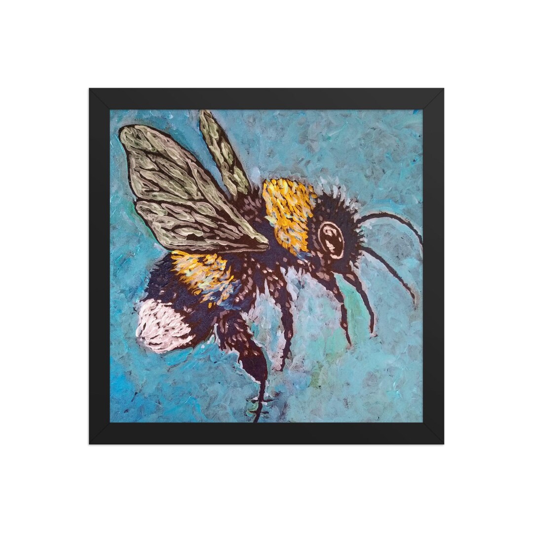 Bee Painting, Bumble Bee in Flight Framed Art Print, Square Prints ...