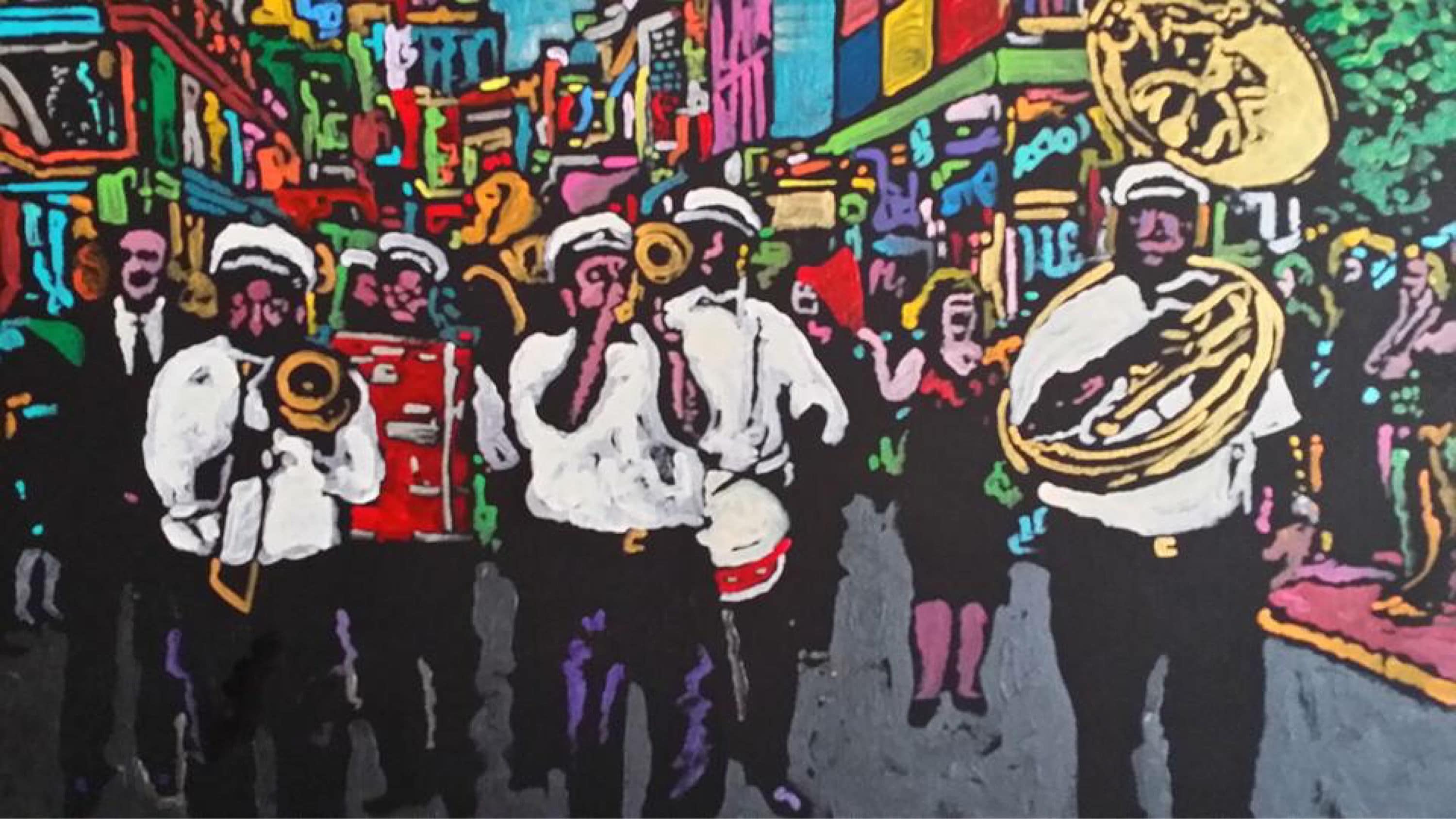 New Orleans Art Second Line Brass Band Painting by Matt Pecson | Etsy ...