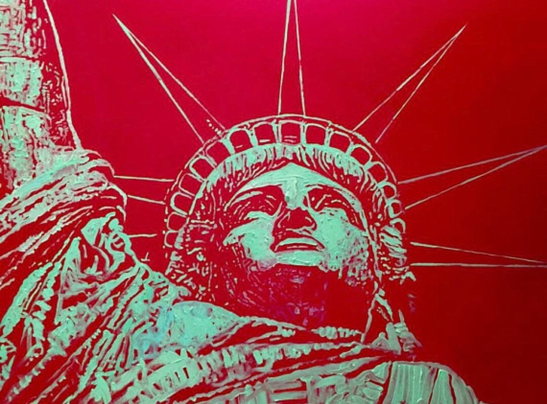 Red Statue of Liberty Pop Art Painting on Canvas by Matt Pecson MADE TO ...