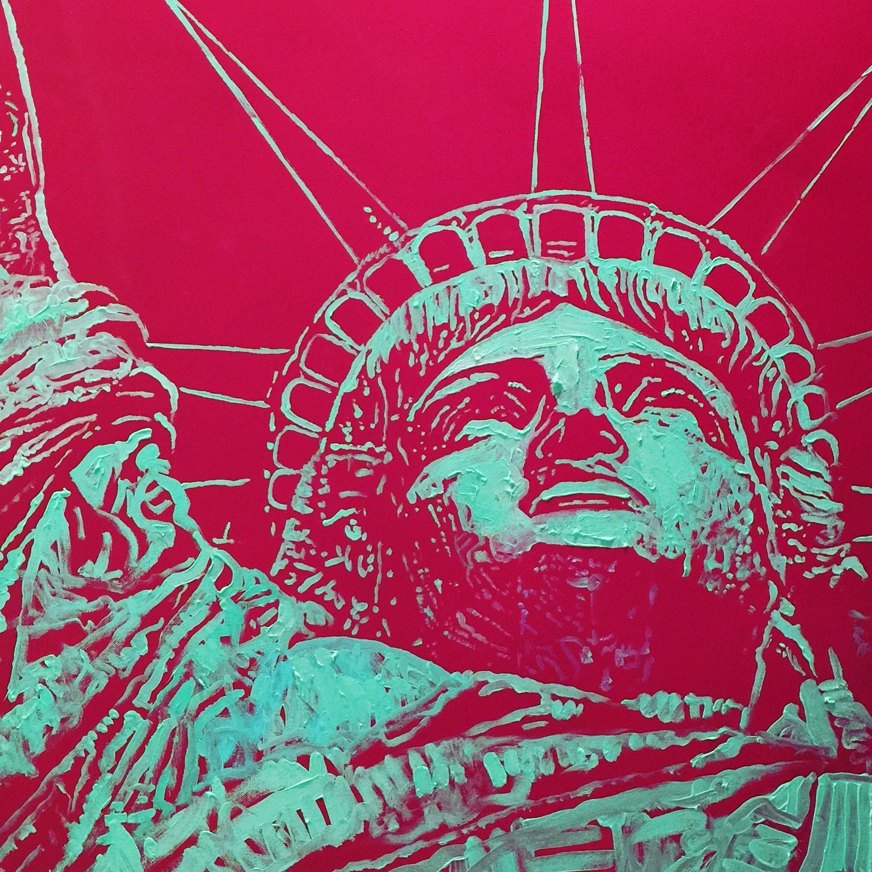 Red Statue of Liberty Pop Art Painting on Canvas by Matt - Etsy