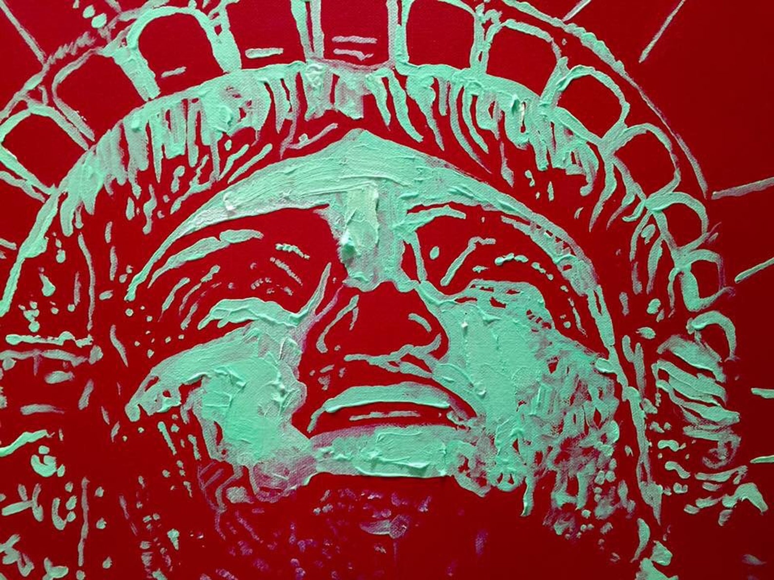 Red Statue of Liberty Pop Art Painting on Canvas by Matt - Etsy