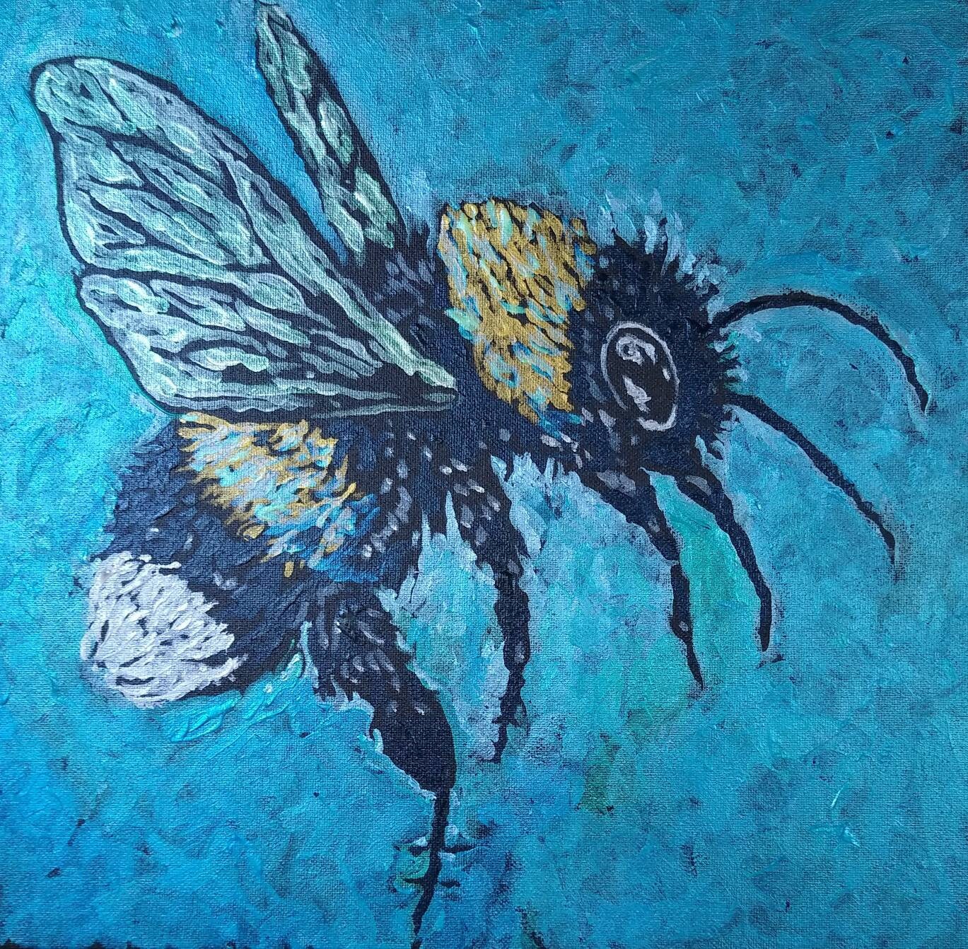 Honey Bee Painting on Canvas by Matt Pecson Bumble Bees Original Art ...