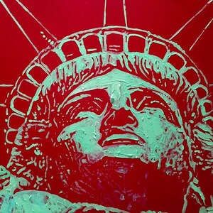 Red Statue of Liberty Pop Art Painting on Canvas by Matt Pecson MADE TO ...