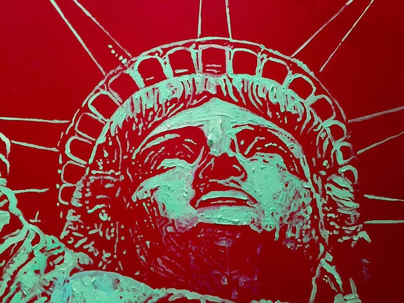 Red Statue of Liberty Pop Art Painting on Canvas by Matt - Etsy