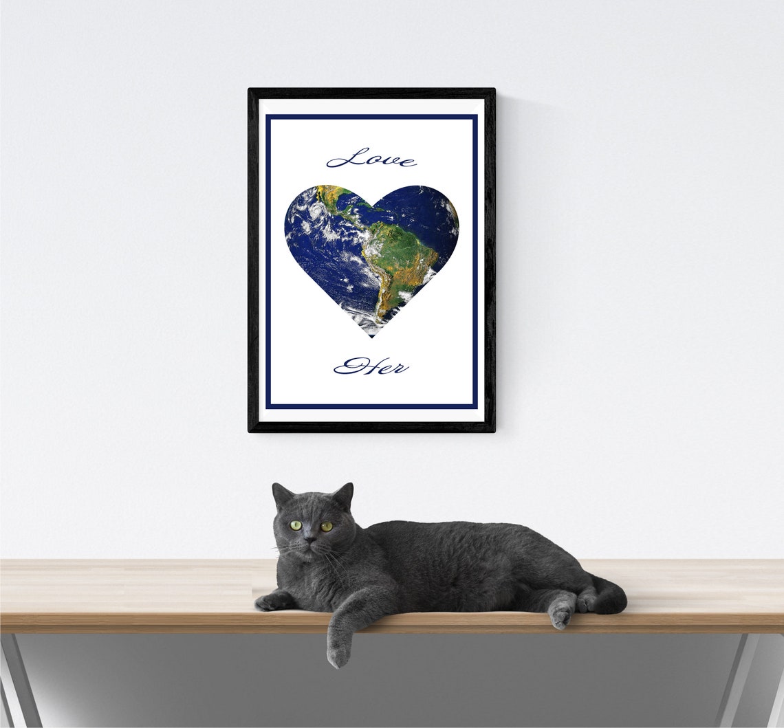 Heart Shaped World Printable Art Love Her. TWO INSTANT - Etsy