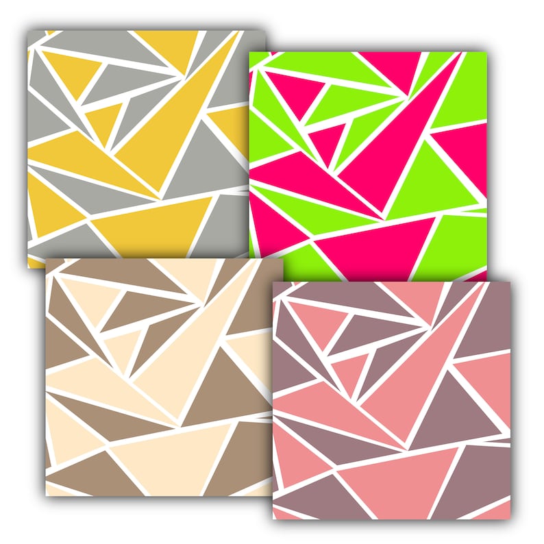 Multi-colored Geometric Digital Paper Pack. Instant Download for Craft ...