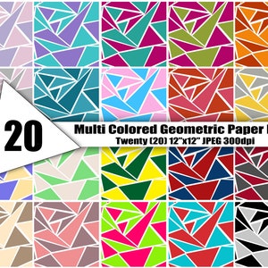 Multi-colored Geometric Digital Paper Pack. Instant Download for Craft ...