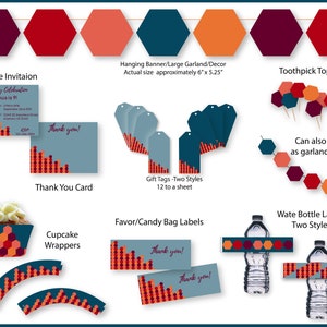 Hexagon Geometric Birthday Party Kit. Printable Instant Download With ...