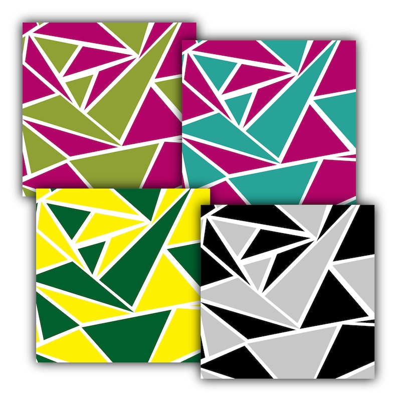 Multi-colored Geometric Digital Paper Pack. Instant Download for Craft ...