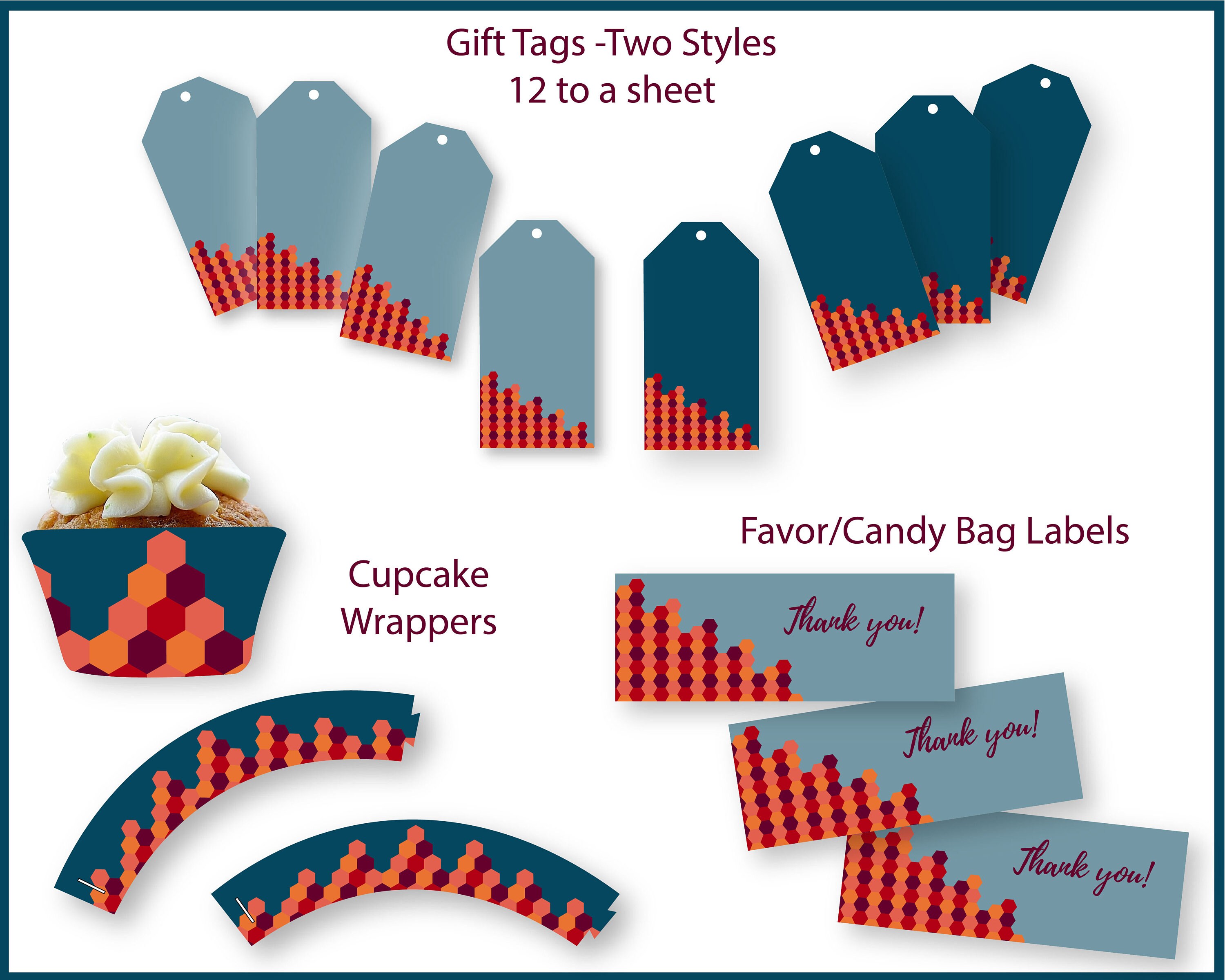 Hexagon Geometric Birthday Party Kit. Printable Instant Download With ...