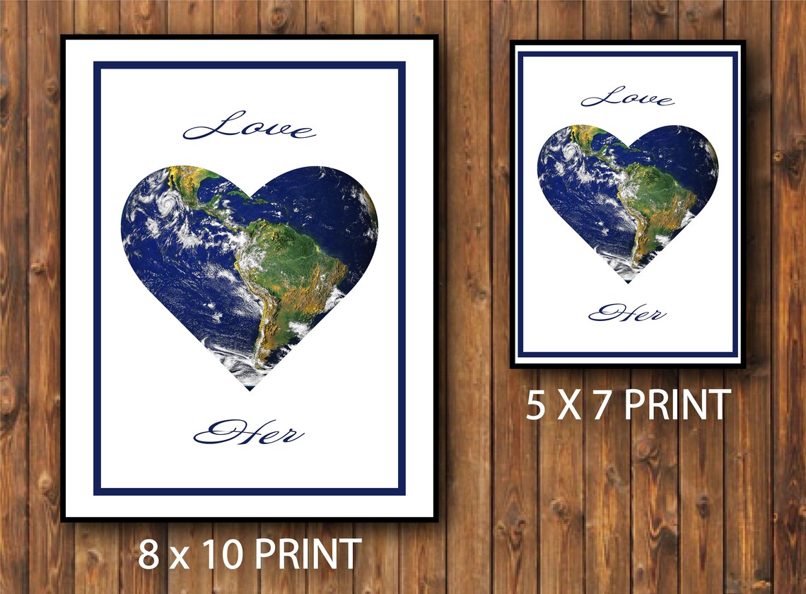 Heart Shaped World Printable Art Love Her. TWO INSTANT - Etsy