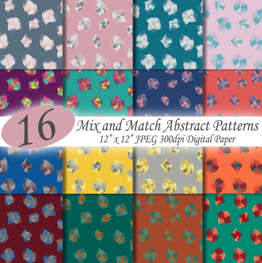 Abstract Mix & Match Digital Paper. Instant Download for Craft Projects ...