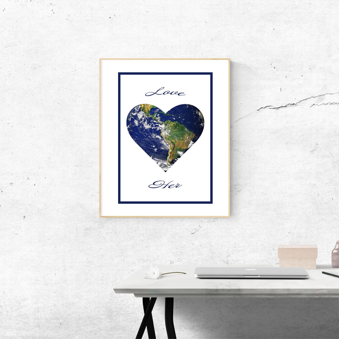 Heart Shaped World Printable Art Love Her. TWO INSTANT - Etsy