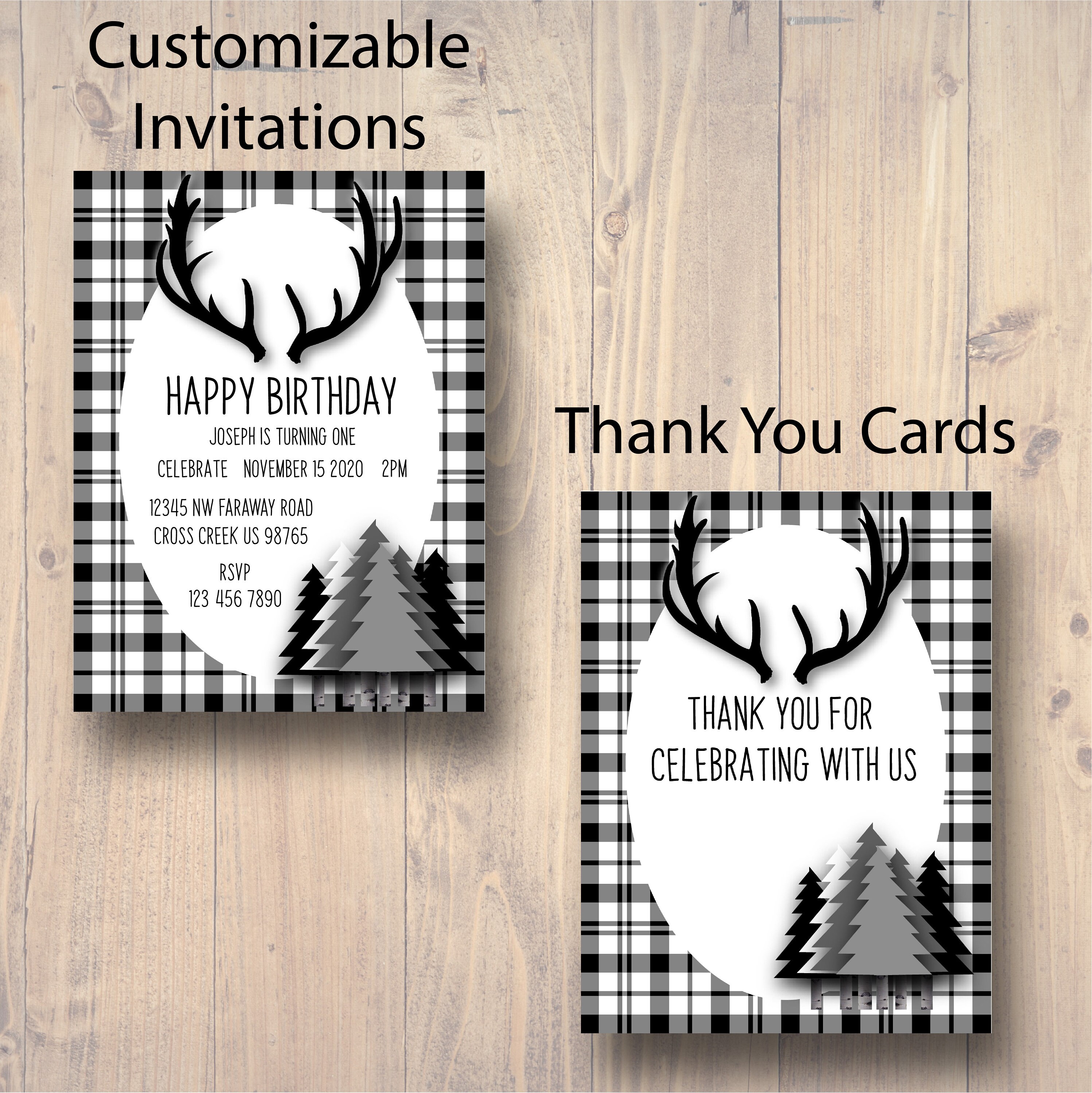 Black and White Plaid Country Themed Printable Instant Download Party ...