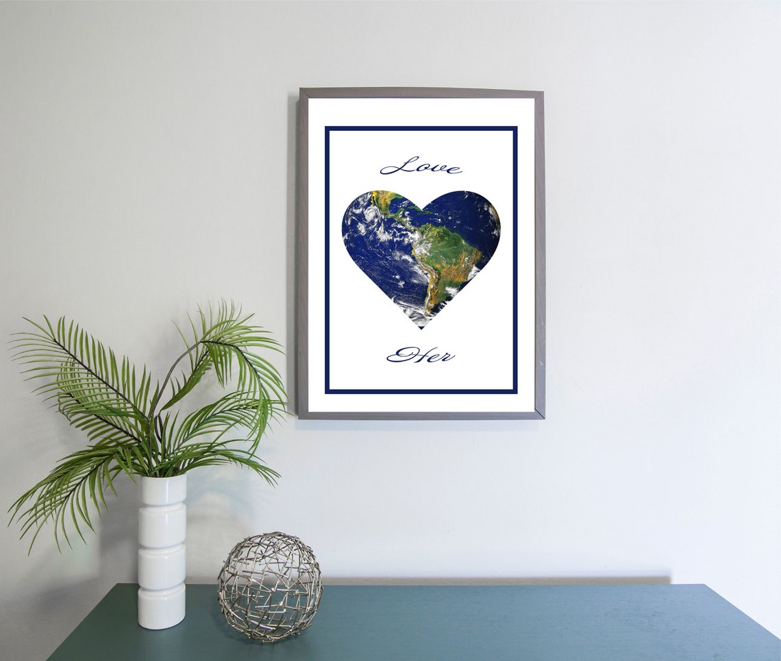 Heart Shaped World Printable Art Love Her. TWO INSTANT - Etsy