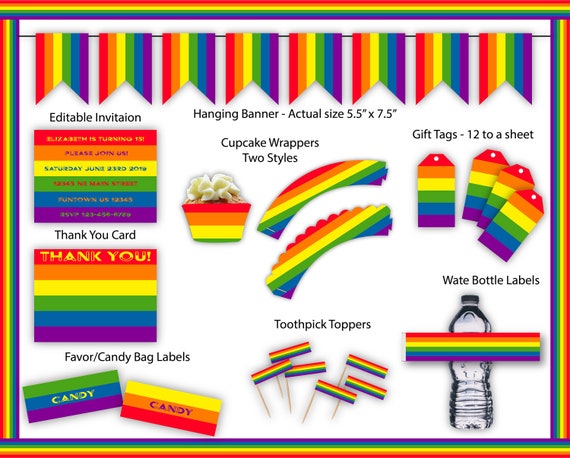 Rainbow Printable Instant Download Birthday Party Kit With | Etsy