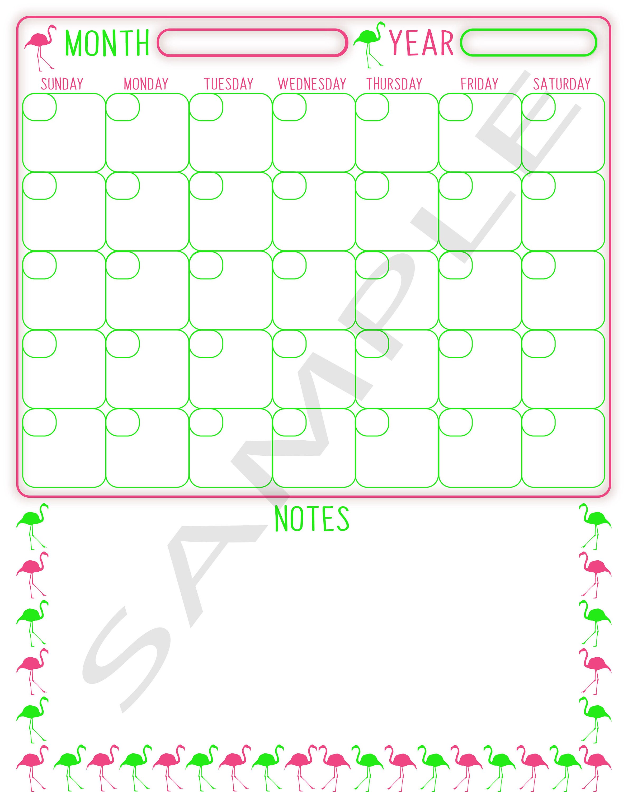 Pink and Green Flamingo Themed, Instantly Downloadable 8.5" X 11 ...