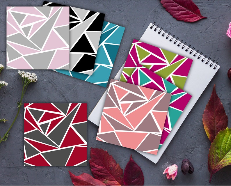 Multi-colored Geometric Digital Paper Pack. Instant Download for Craft ...