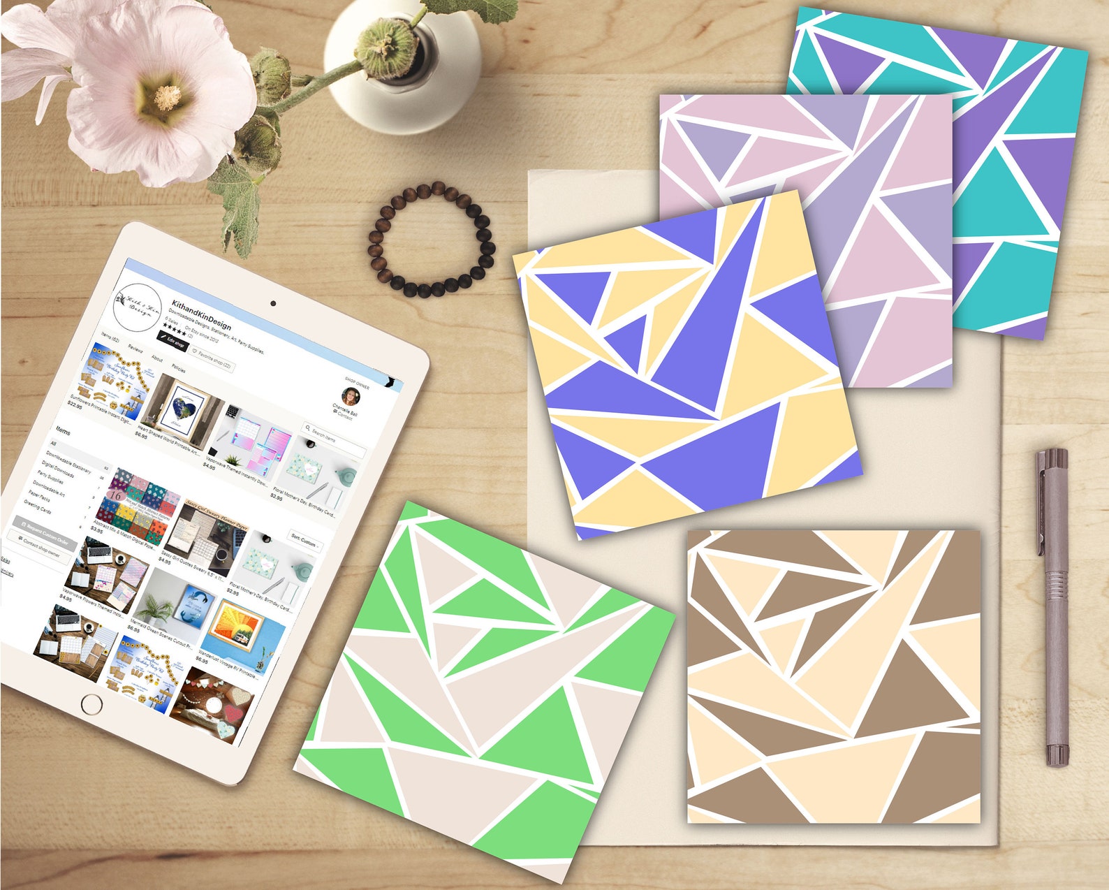 Multi-colored Geometric Digital Paper Pack. Instant Download for Craft ...