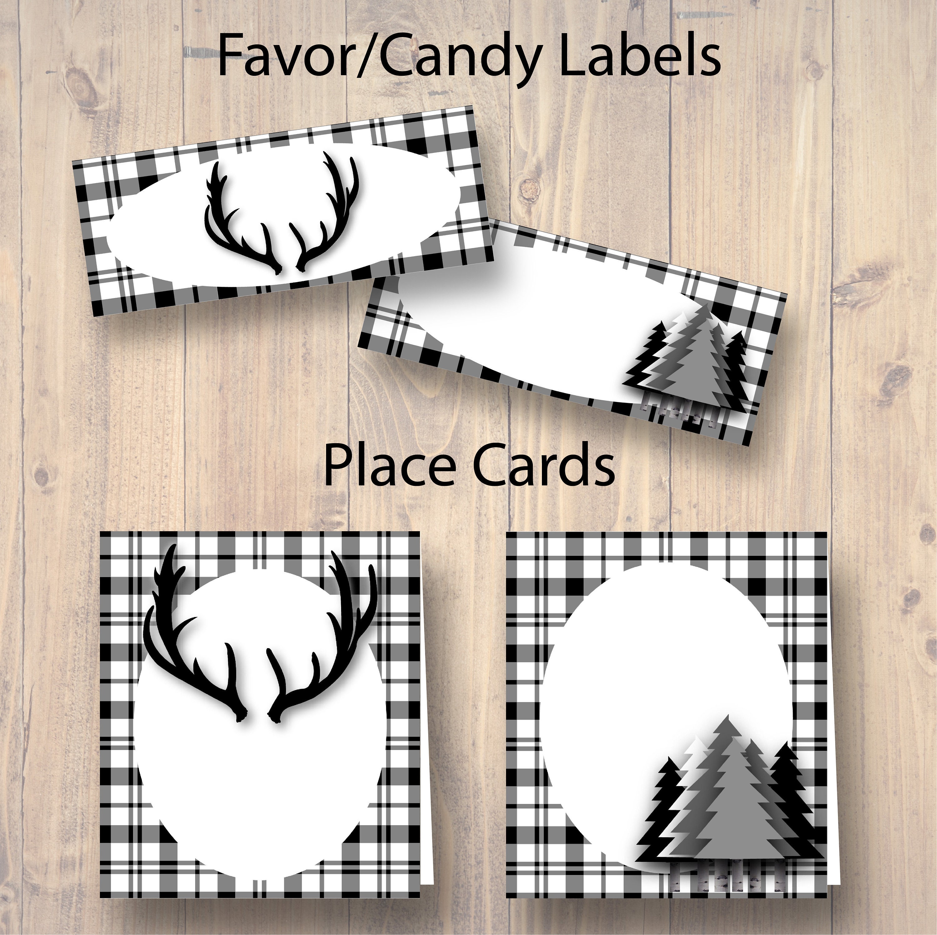 Black and White Plaid Country Themed Printable Instant Download Party ...