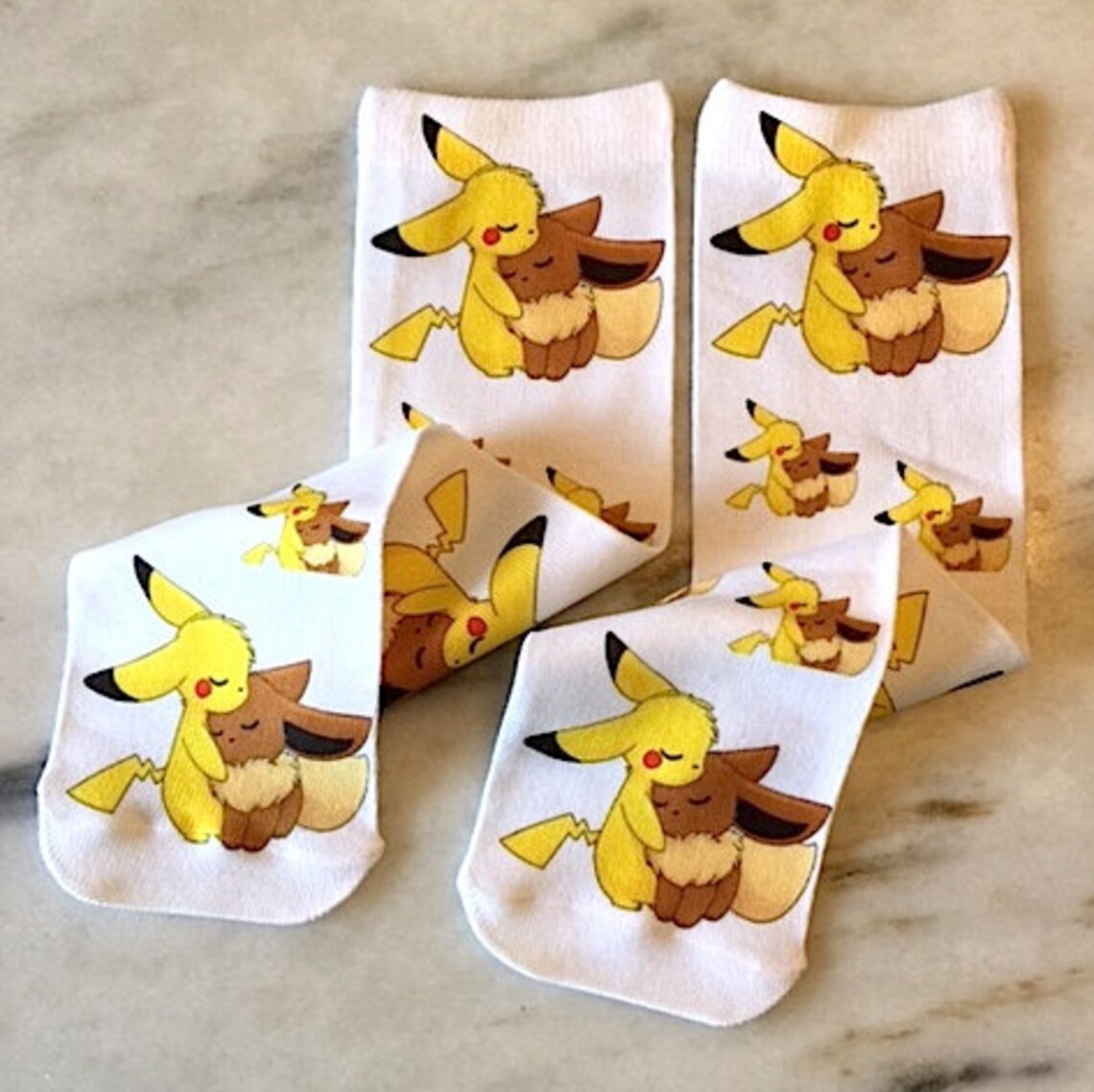 Eevee Two Sock | Pokemon Sock | Pikachu Socks | Catch 'em All - Etsy