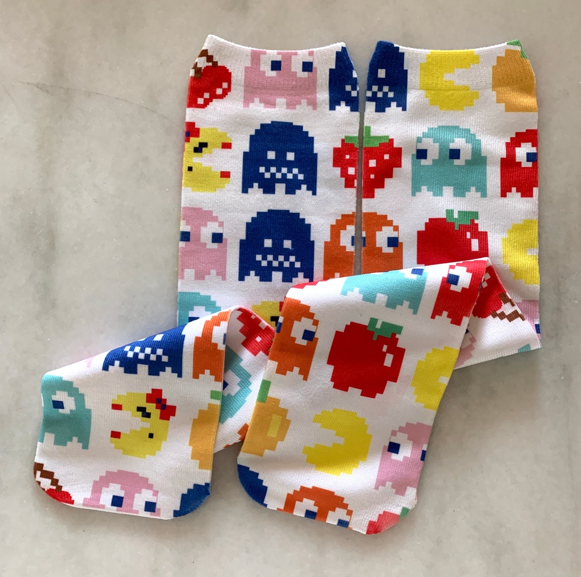 Pac-man Ms Pac-man Socks Retro Apparel Video Game Socks - Etsy