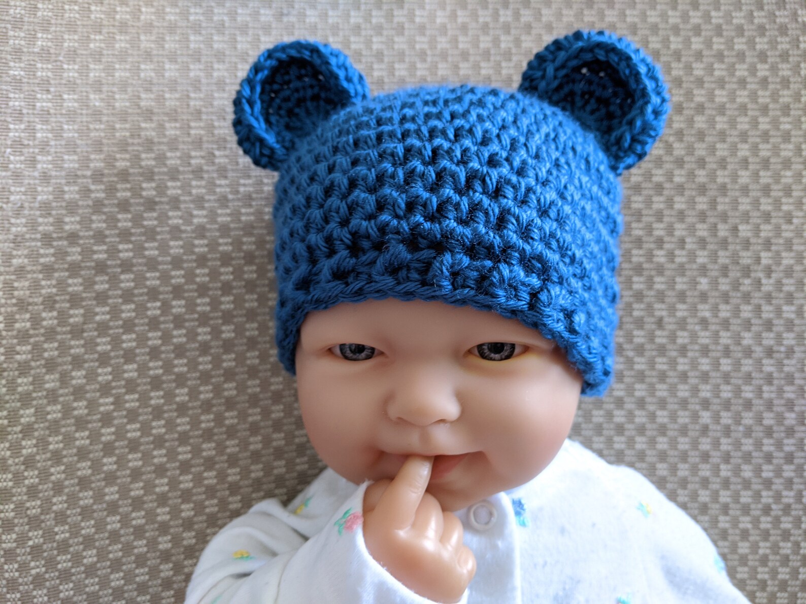 Crochet Baby Teddy Bear Set: Hat With Ears, Diaper Cover, Booties With ...