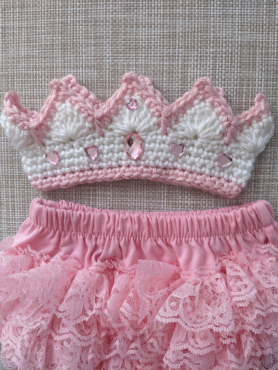 Crochet Princess Baby Girl Set: Crown, Lace Bloomer, Booties, Princess ...