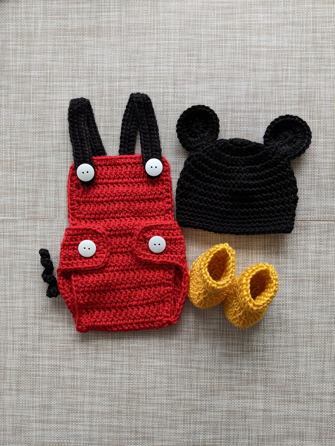 Mickey Mouse Baby Boy Set: Hat Romper With Attached Tail and - Etsy