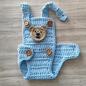 Newborn Crochet Bear Set: Bonnet With Ears, Romper With Applique ...