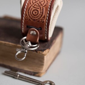 Celtic Triskelion Keychain, Irish Leather Keychain, Triple Spiral ...